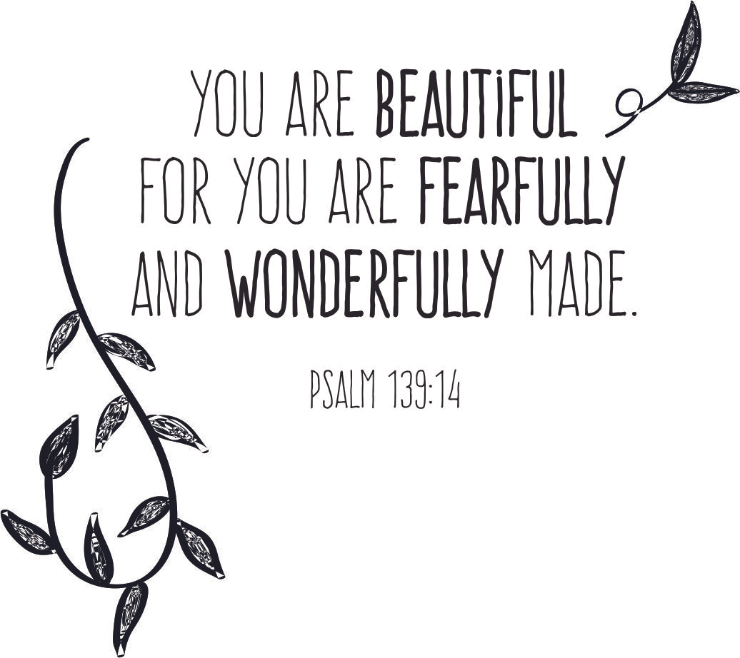 You Are Beautiful Fearfully Wonderfully Made Psalm Bible Verse Wall Art ...