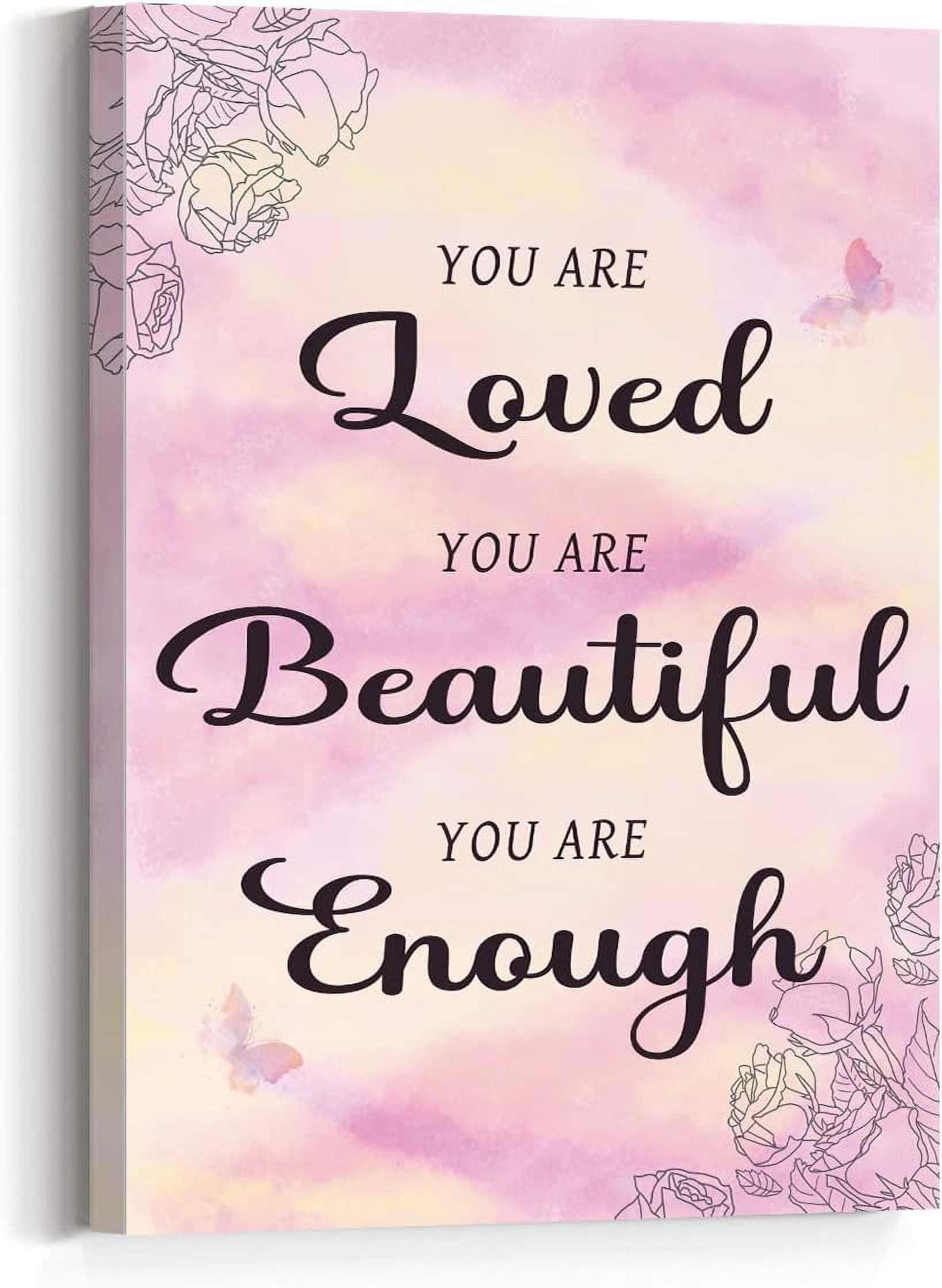 You Are Beautiful Inspirational Canvas Wall Art, Modern Women ...