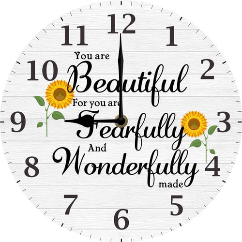 You Are Beautiful Positive Wall Clock Sunflower Decor Inspirational ...