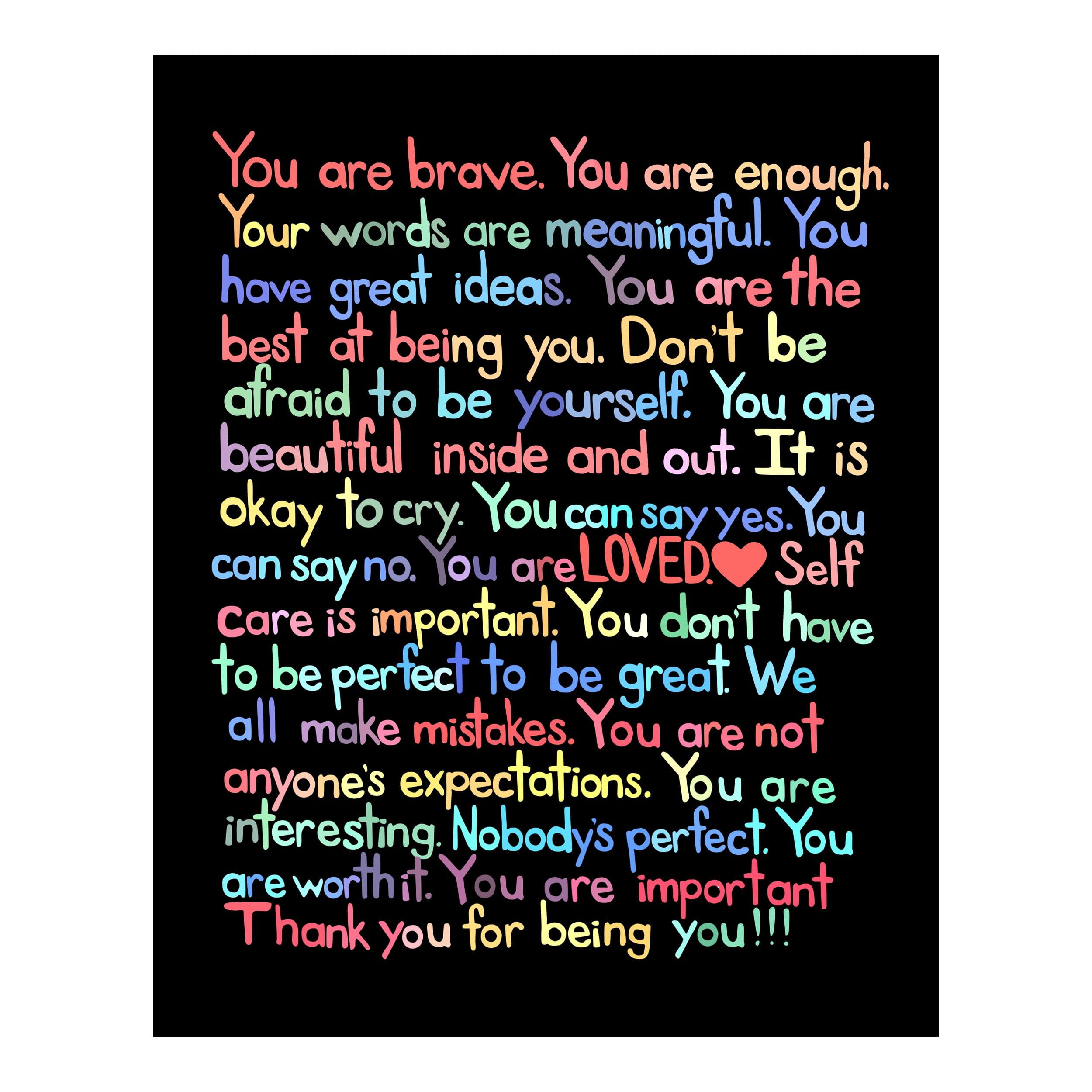 Brave Inspirational Wall Art Print 8Ã—10 â€“ Black Background ...