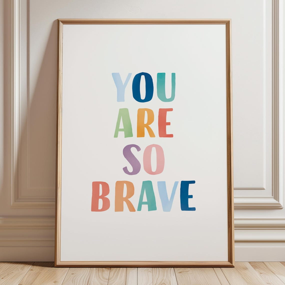 You Are So Brave Poster, Rainbow Nursery Wall Decor, Vibrant Playroom ...