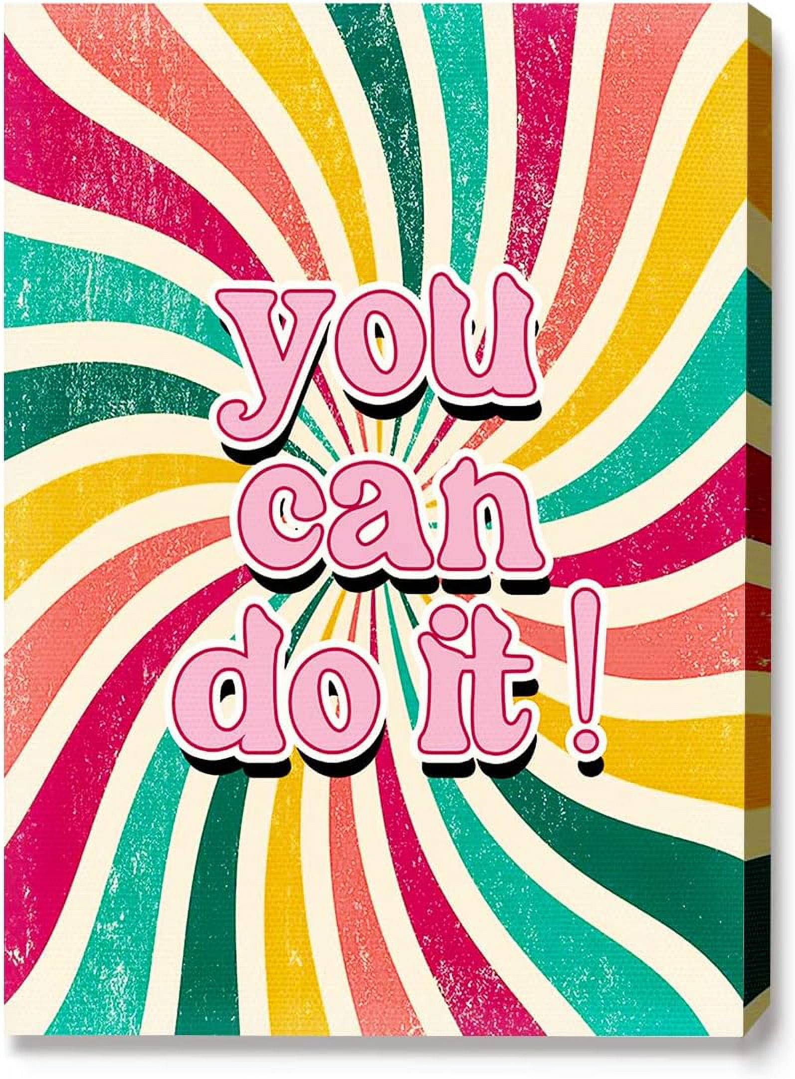 You Can Do It Canvas Wall Art,Retro Groovy Hippie Preppy Style ...