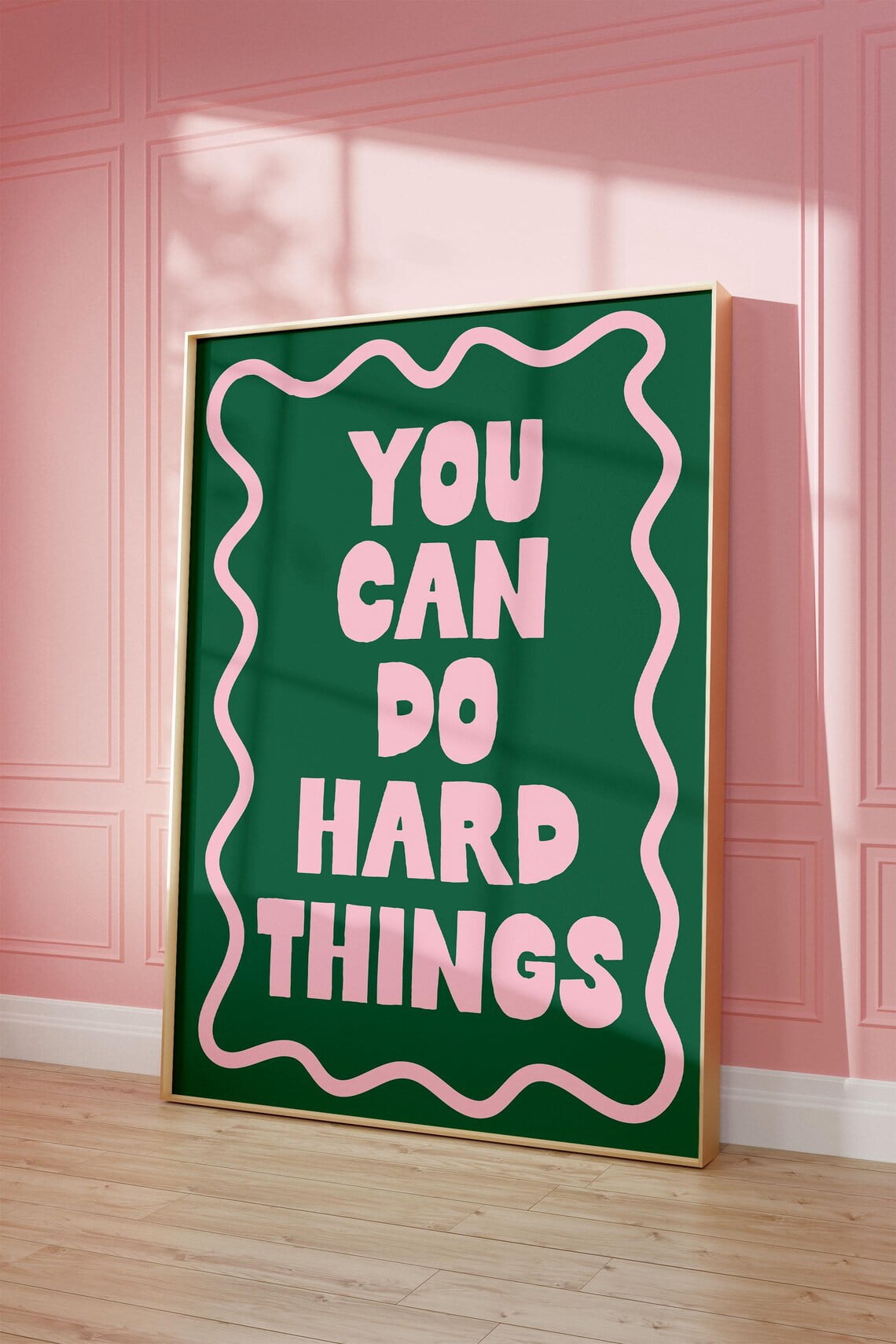 You Can Do Hard Things Art Poster, Pink And Green Poster, Daily ...