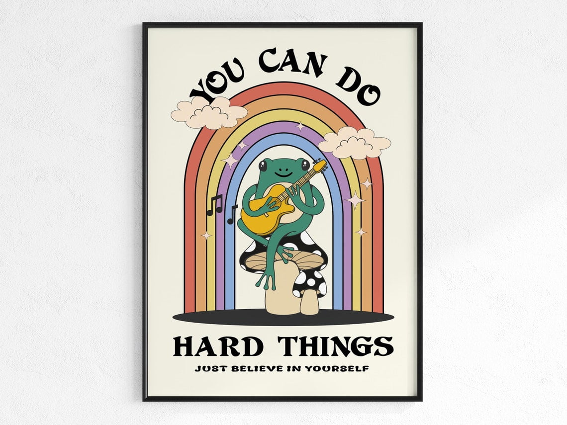 You Can Do Hard Things Poster, Retro Motivation Poster Home Office ...