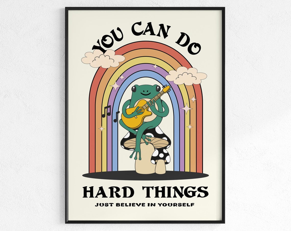 You Can Do Hard Things Poster, Retro Motivation Poster Home Office ...