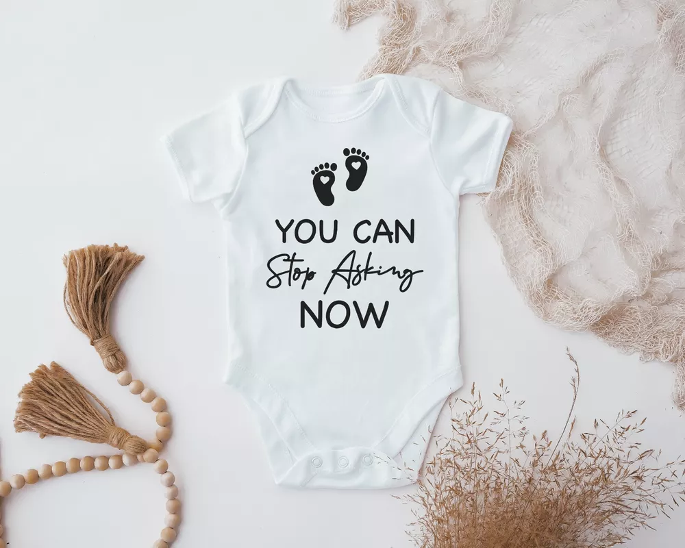 You Can Stop Asking Now Baby Vest, Baby Shower Gift, Baby Grow, Baby ...
