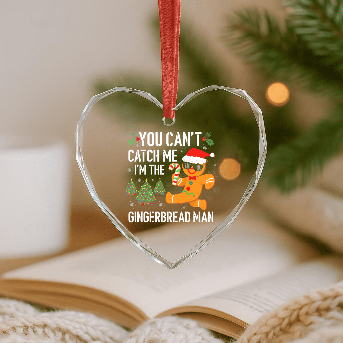 You Can't Catch Me I'm the Gingerbread Man Ornament, Crystal Glass ...