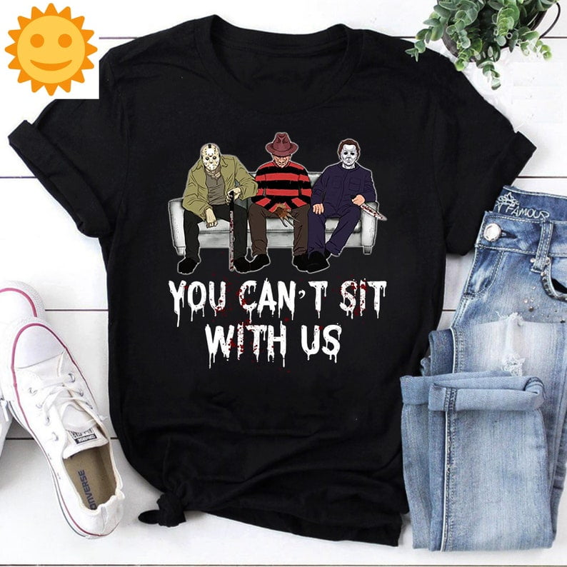 You Can't Sit With Us Horror Characters Vintage T-Shirt, Michael Myers ...