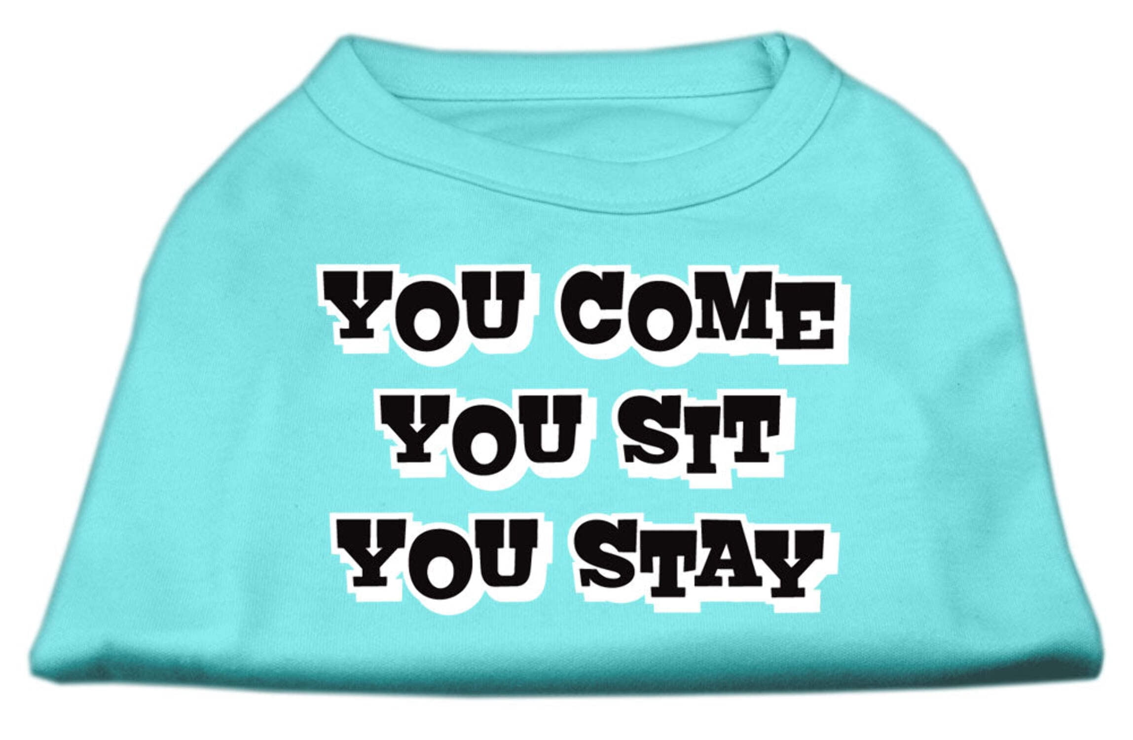 Pet Dog Cat Shirt Screen Printed, "You Come, You Sit, You Stay ...