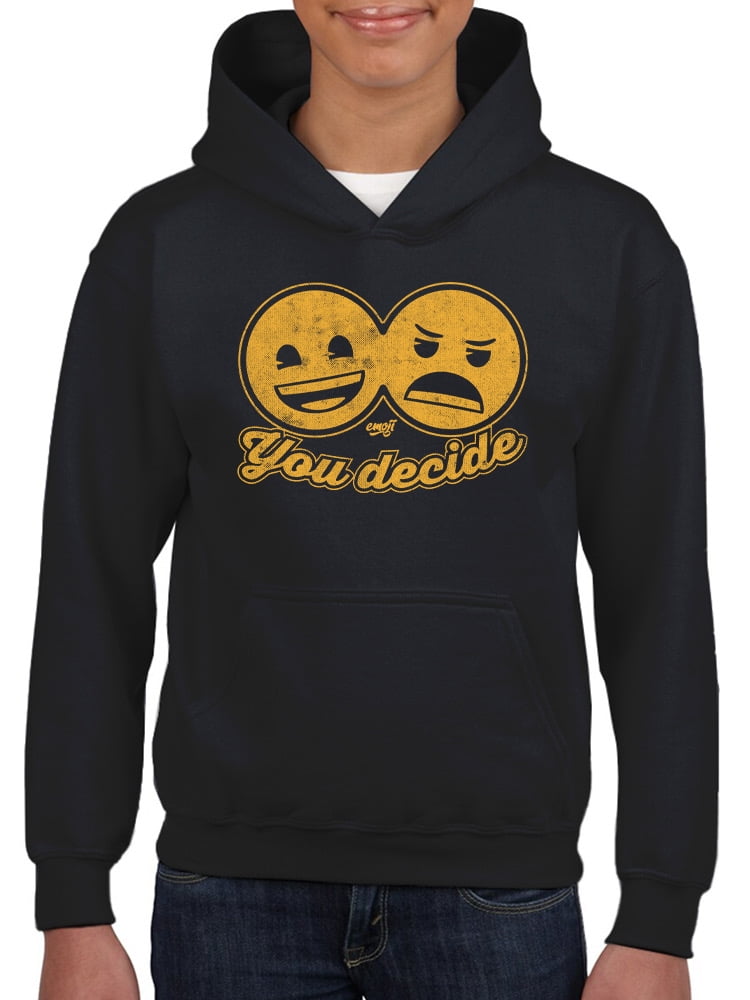 You Decide - Dual Mood Emoji Retro Graphic Youth's Hoodie - Walmart.com
