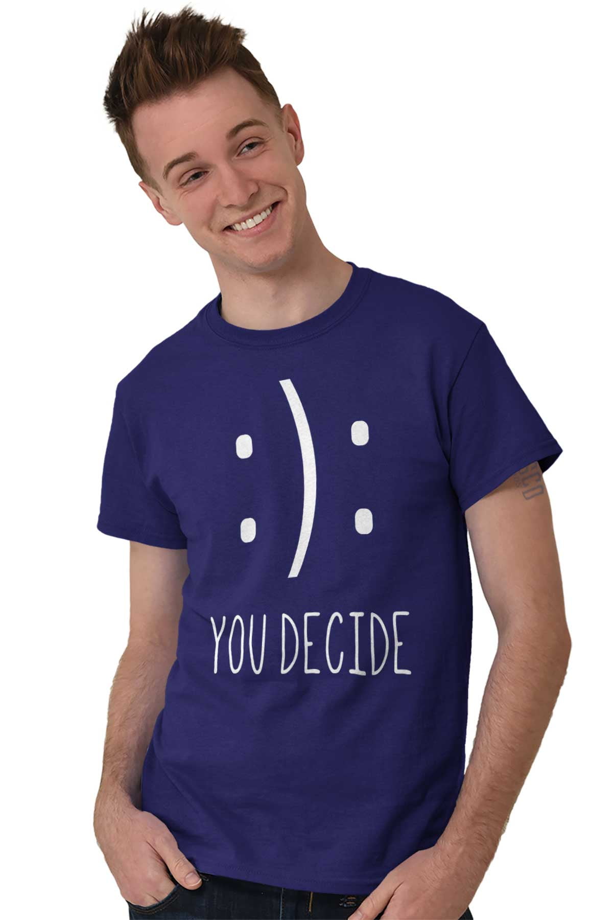 You Decide Happy Sad Emoticon Cute Unisex Plus Size Graphic Tee Brisco ...