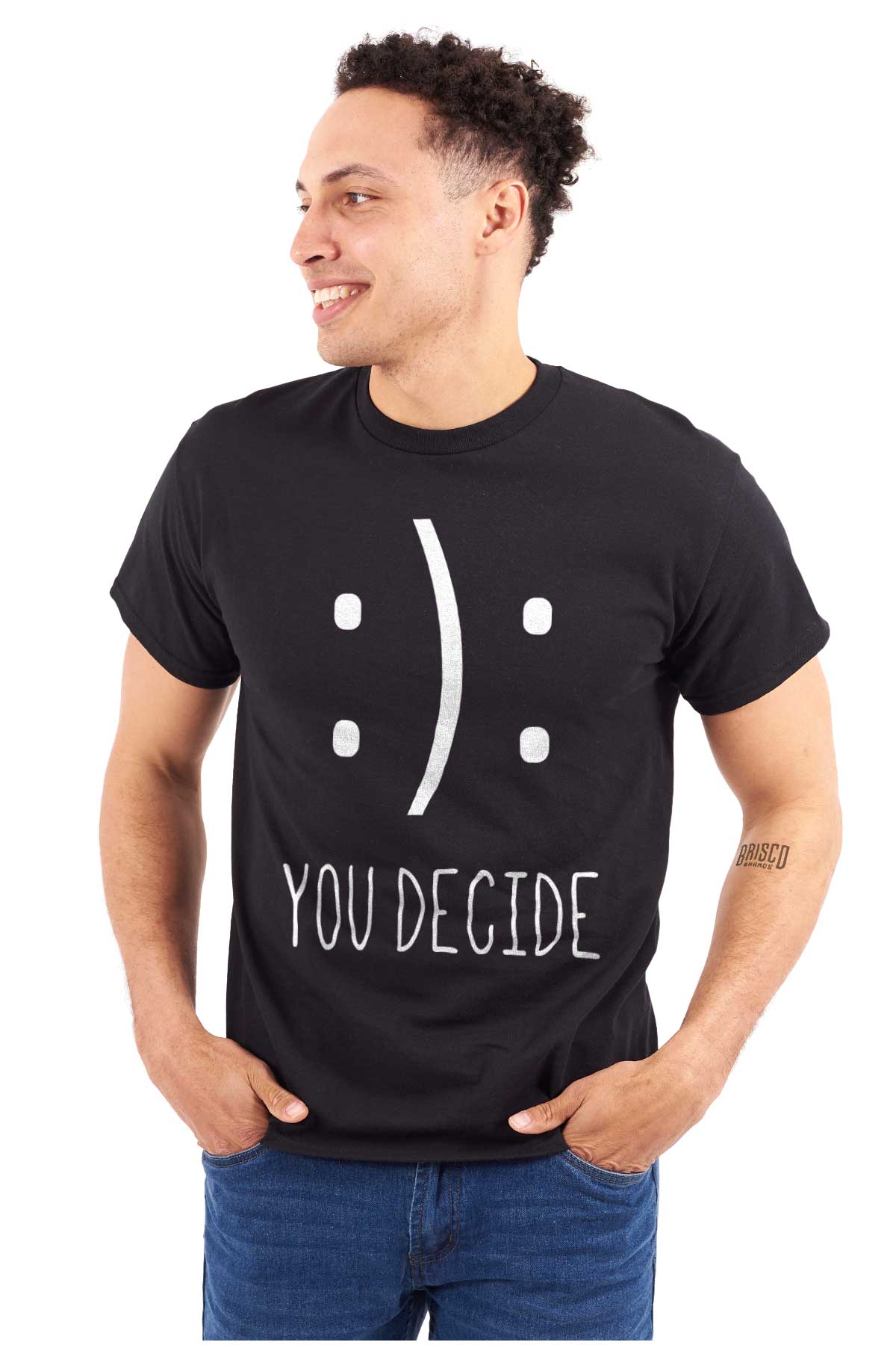 You Decide Happy Sad Emoticon Cute Men's Graphic T Shirt Tees Brisco ...