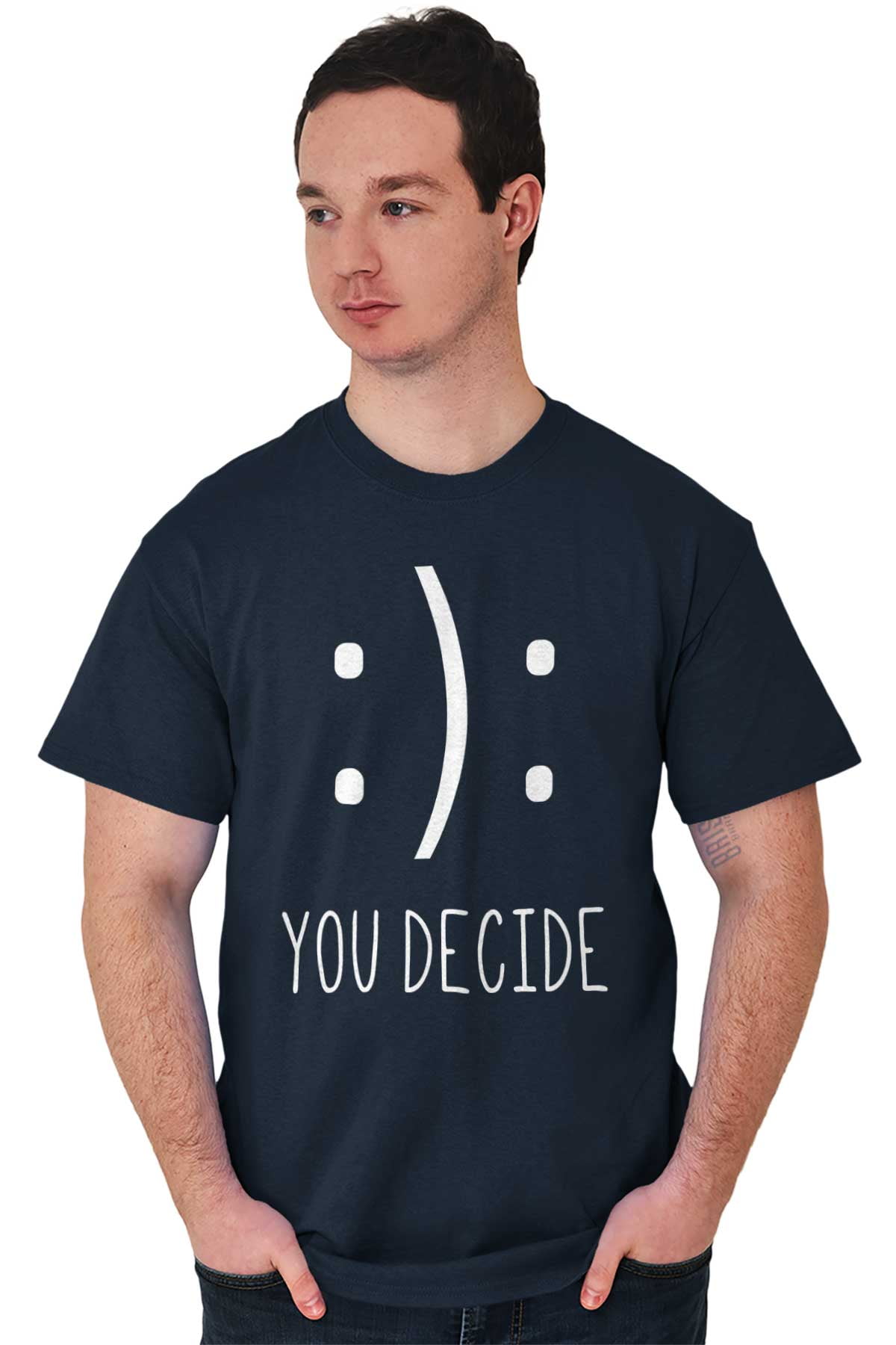 You Decide Happy Sad Emoticon Cute Men's Graphic T Shirt Tees Brisco ...