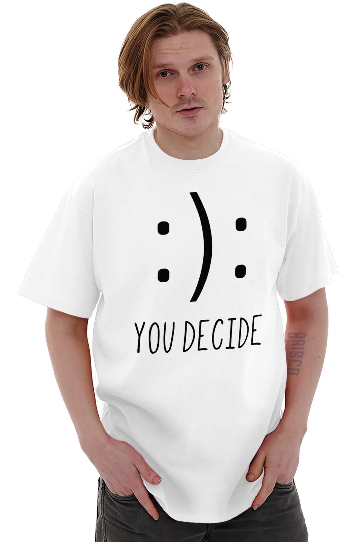 You Decide Happy Sad Emoticon Cute Men's Graphic T Shirt Tees Brisco ...