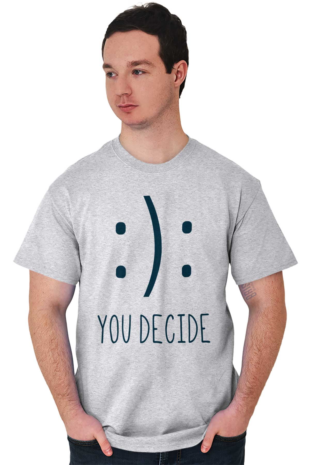You Decide Happy Sad Emoticon Cute Plus Size Crewneck Graphic Tee Shirt ...