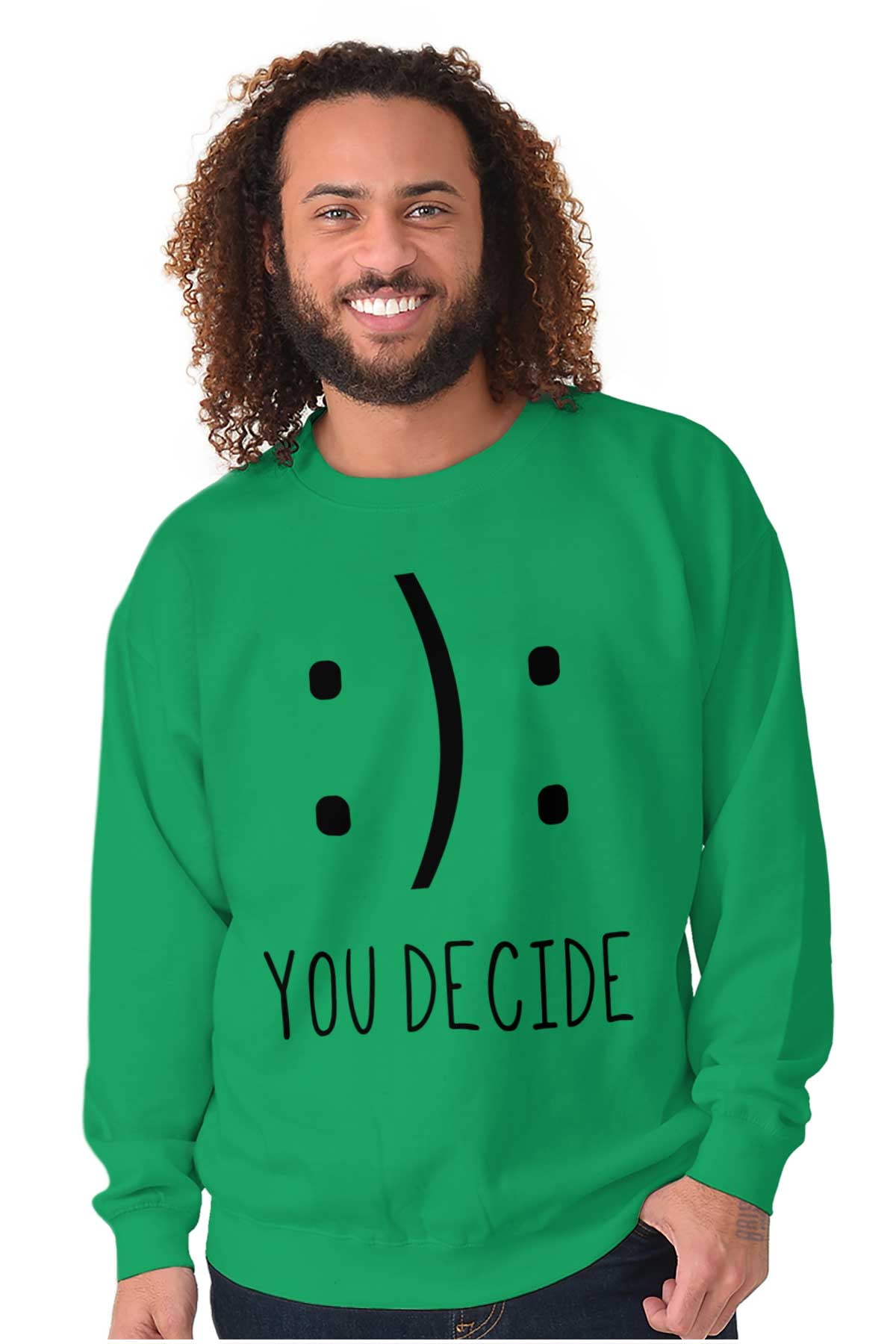 You Decide Happy Sad Emoticon Cute Unisex Plus Size Sweatshirt Brisco ...