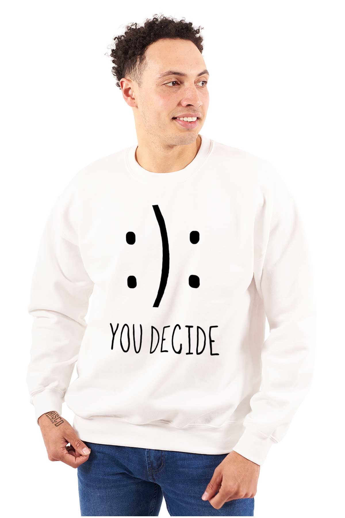 You Decide Happy Sad Emoticon Cute Unisex Plus Size Sweatshirt Brisco ...
