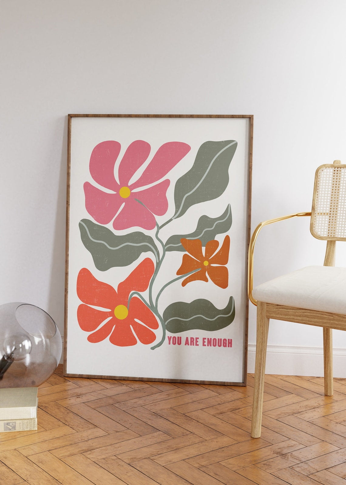 You Are Enough Poster, Pastel Flowers Posters, Positive Quote Poster ...