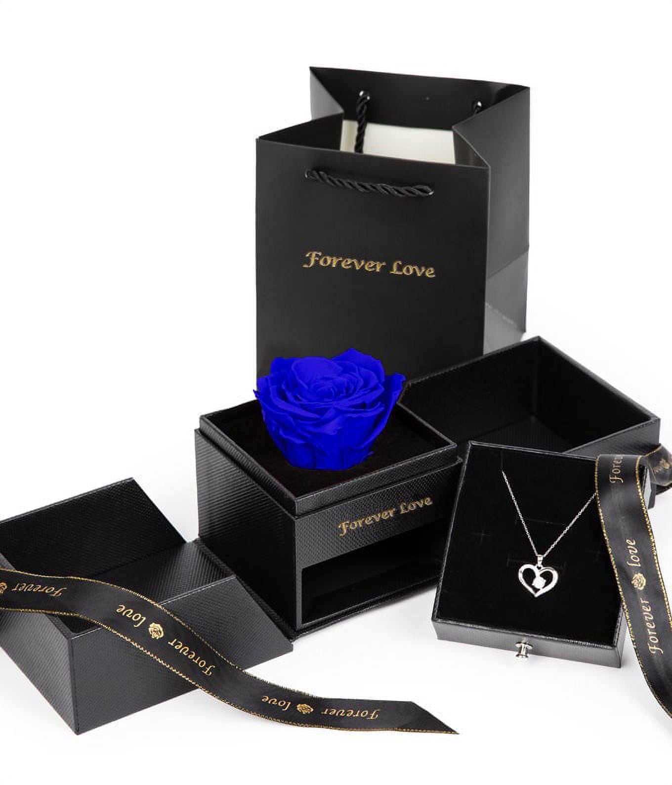 From You Flowers - Forever Rose & Necklace Gift Set- Blue for Birthday ...