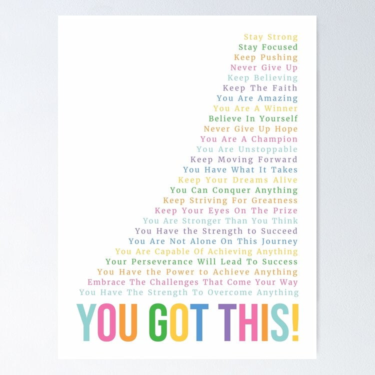 You Got This Inspirational Motivational Artwork Poster- Unframed Poster ...