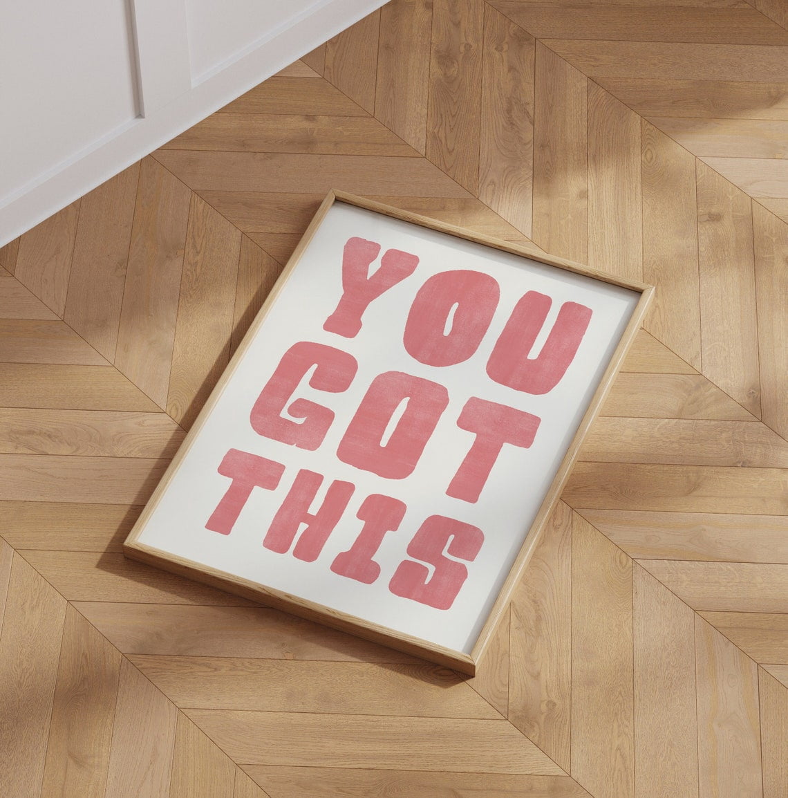 You Got This Quote Poster, Uplifting Pink Lettering Art UNFRAMED Poster ...