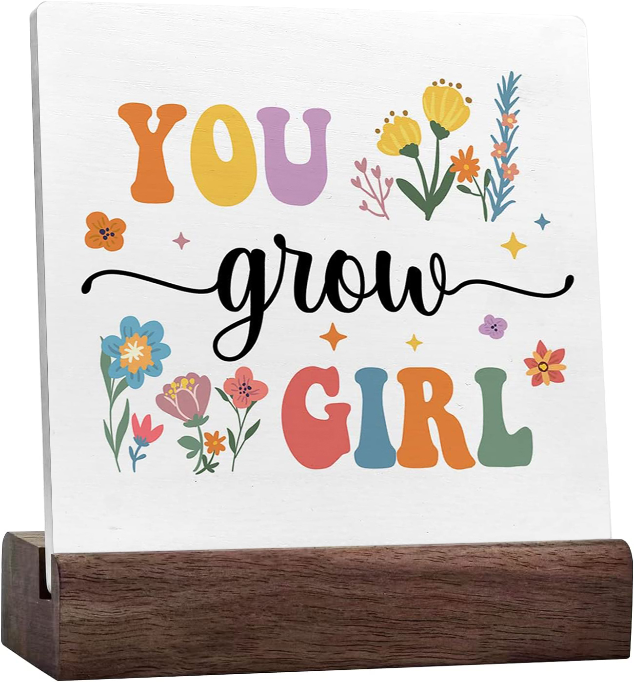 You Grow Girl Motivational Sign Desk Decor,Retro Groovy Preppy ...