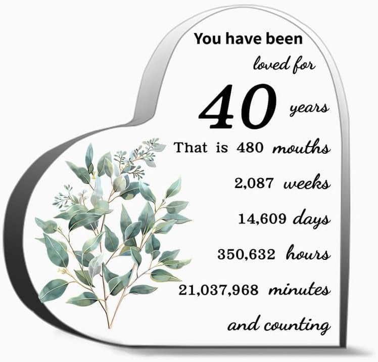 You Have Been Loved For 40 Years Gifts For Women Men,Acrylic Heart ...
