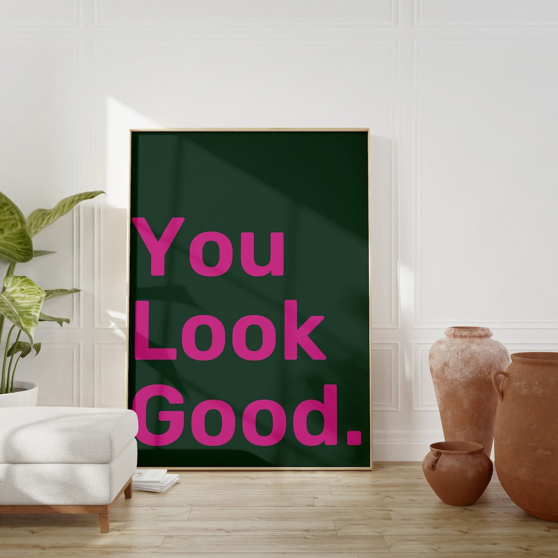 You Look Good Motivational Typography Wall Art, Unframed Canvas Size ...