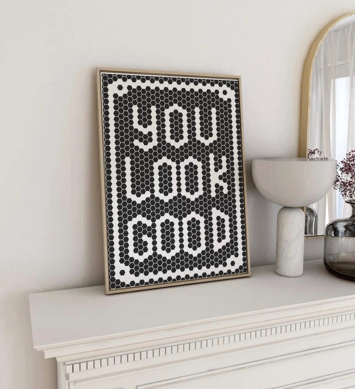 You Look Good Print, Hexagon Bistro Tile Letter Wall Art, Tile ...