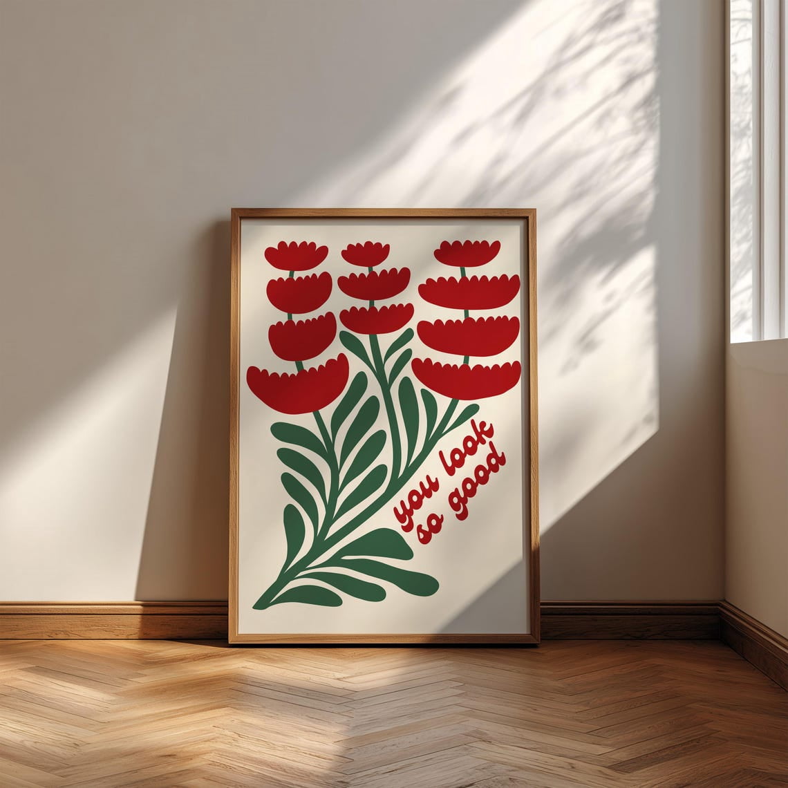 You Look So Good Floral Positive Style Quote Poster, Stretched Size ...