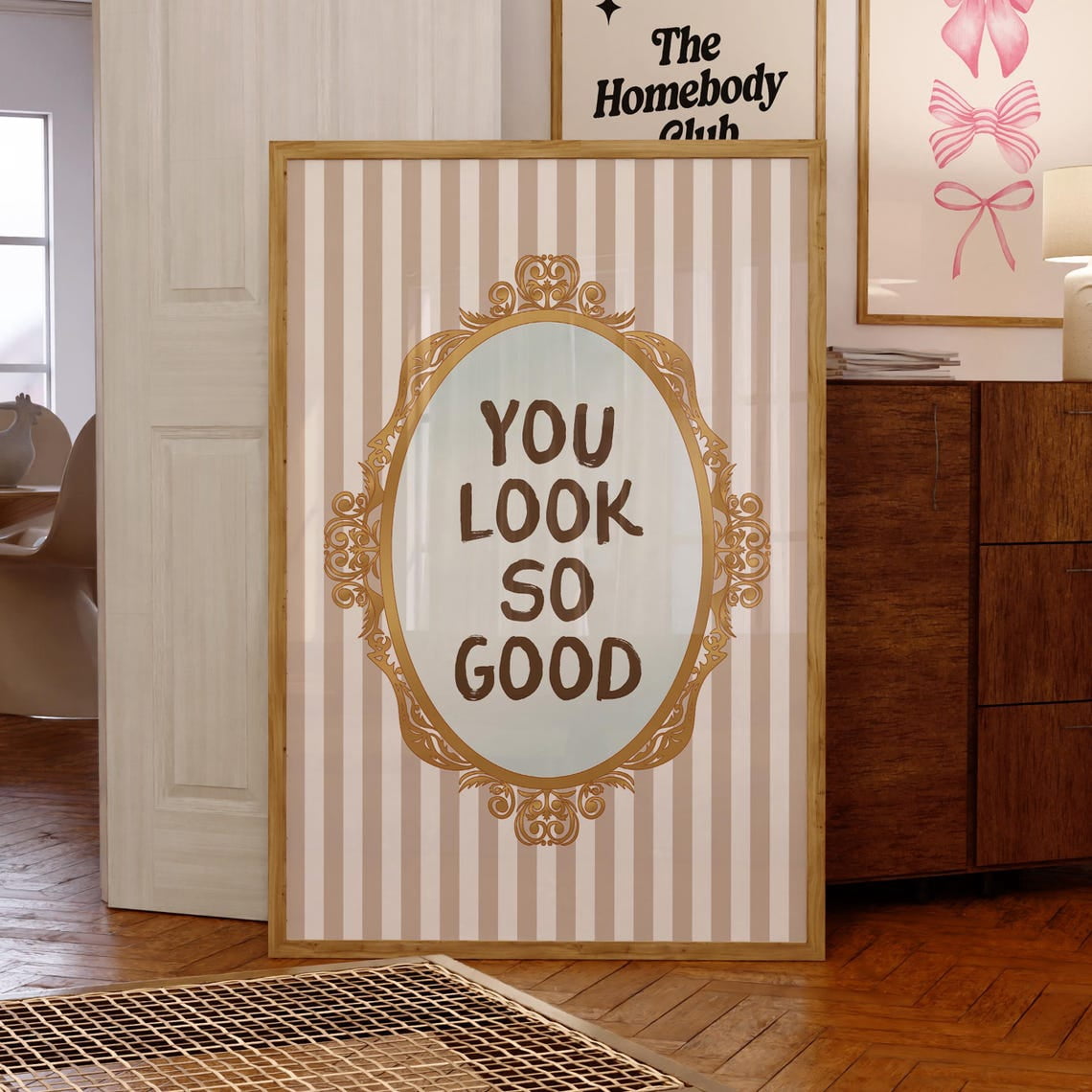 You Look So Good Neutral Preppy Wall Art, Unframed Canvas Size 24x36 ...