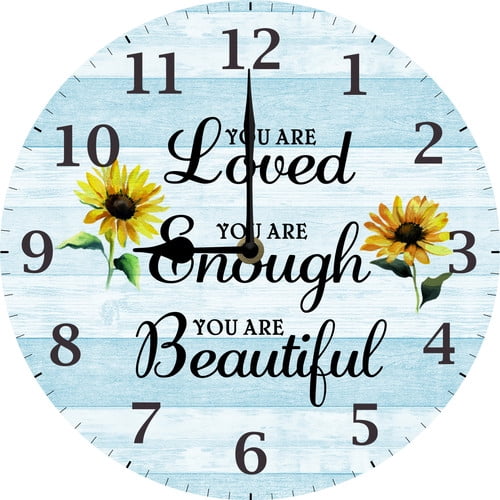 You Are Loved Wall Clock Sunflower Inspirational Quotes Wooden Clock ...