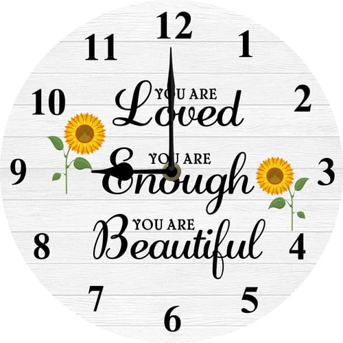 You Are Loved Wall Clock Sunflower Inspirational Quotes Wooden Clock ...