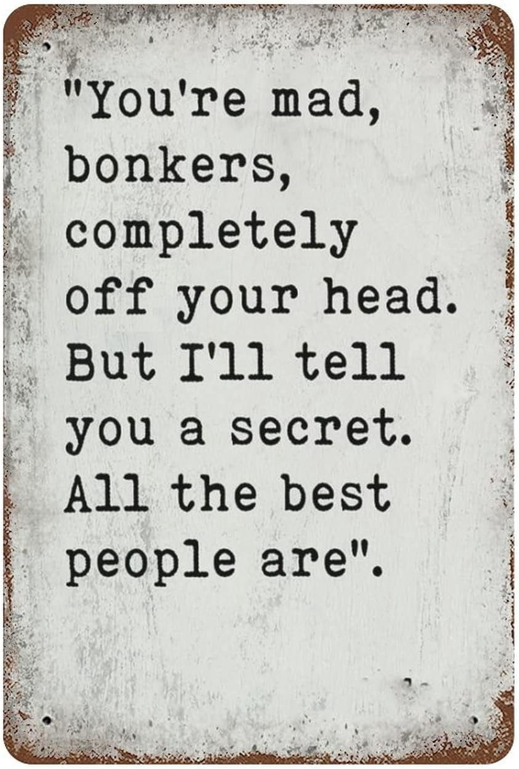 You Are Mad Bonkers Wall Art Decor Summer Decor For Nursery Living Room ...