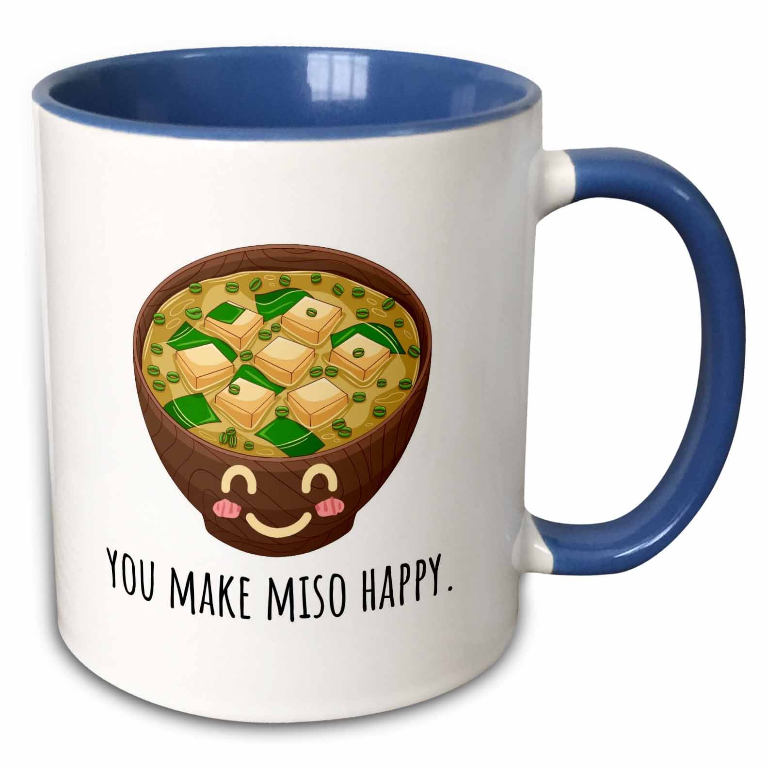 3drose, You Make Miso Happy Funny Food Phrases, 15oz Two-tone Blue Mug ...