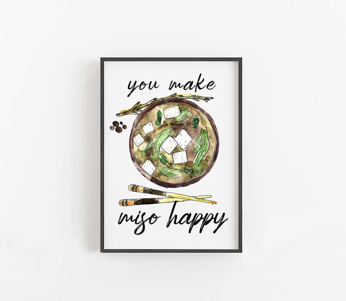 You Make Miso Happy Sign, Cute Kitchen Decor, Miso Soup, Kitchen Wall ...