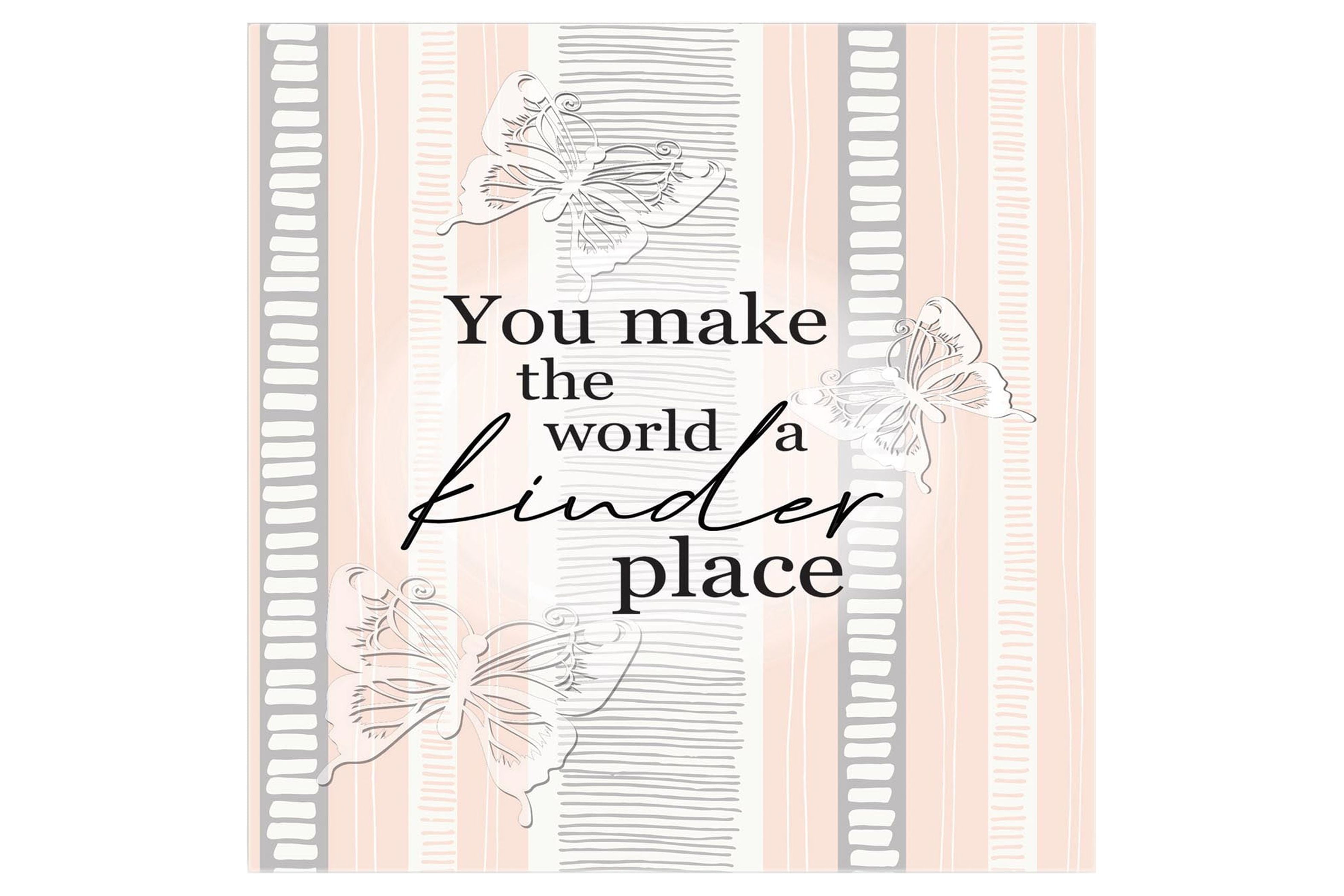 You Make World Kinder Pink Stripe 12 x 12 Wood Wall Sign Plaque ...