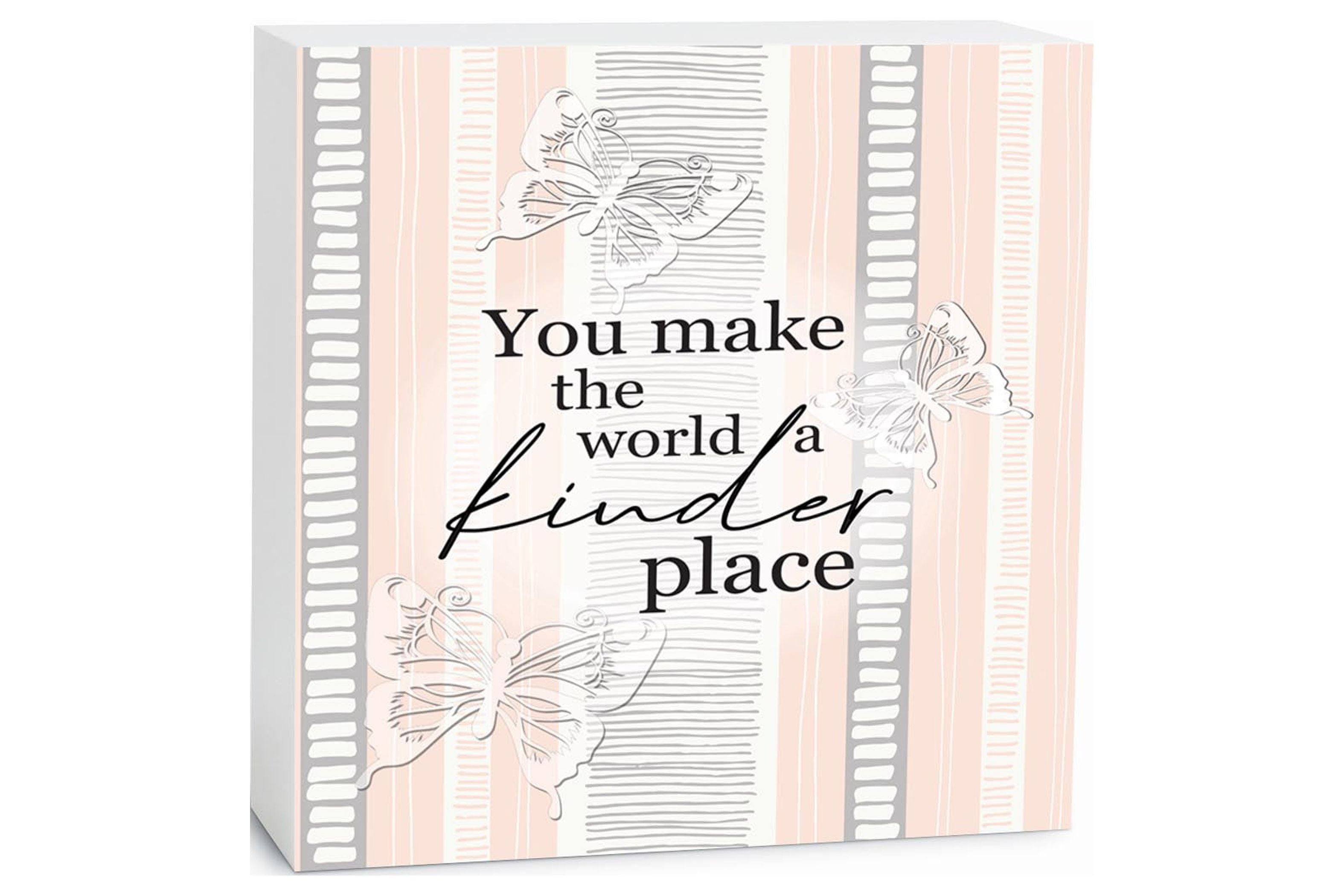 You Make World Kinder Pink Stripe 5 x 5 Wood Tabletop Sign Plaque ...