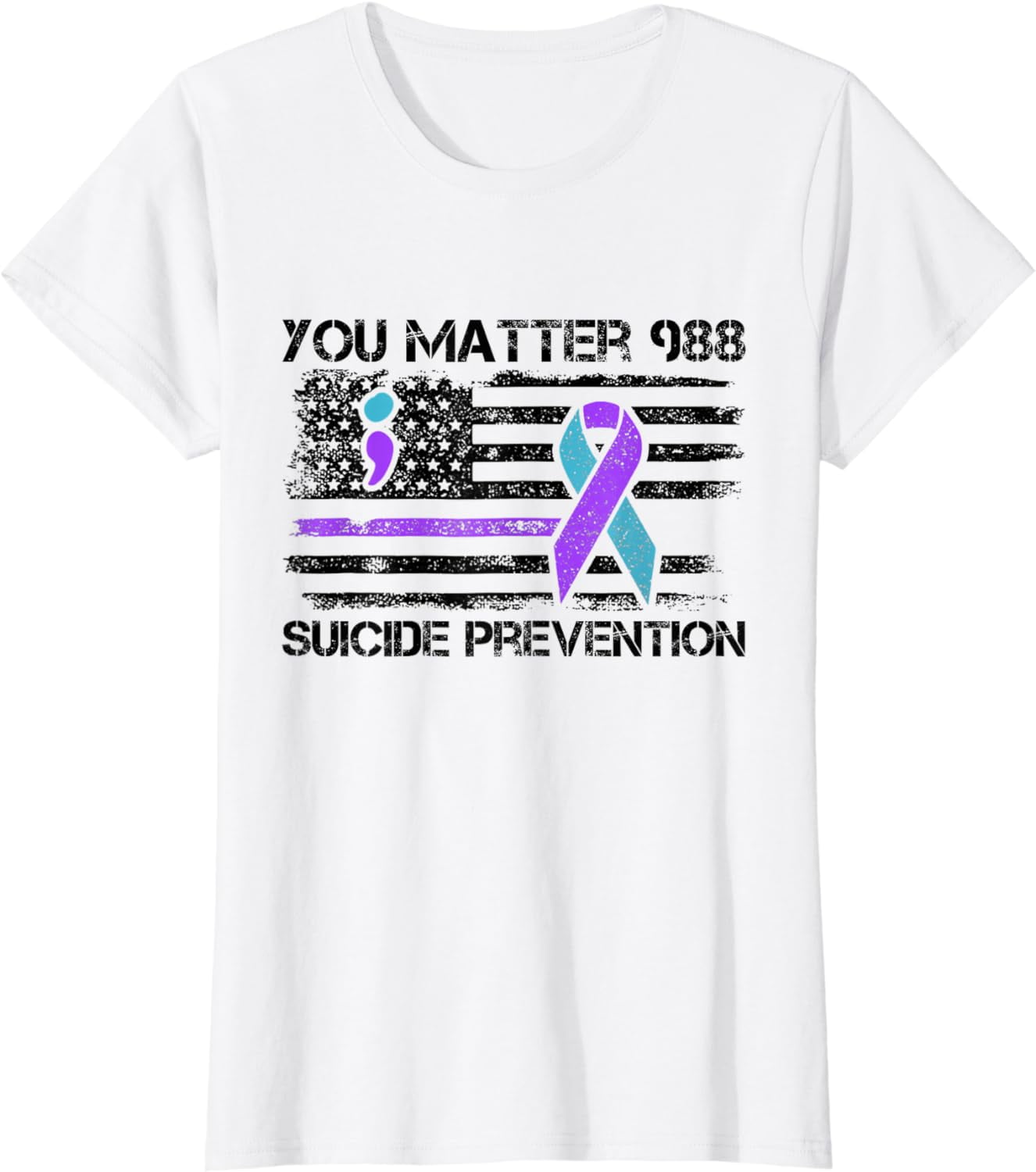 You Matter 988 Suicide Prevention American Flag Awareness T-Shirt ...
