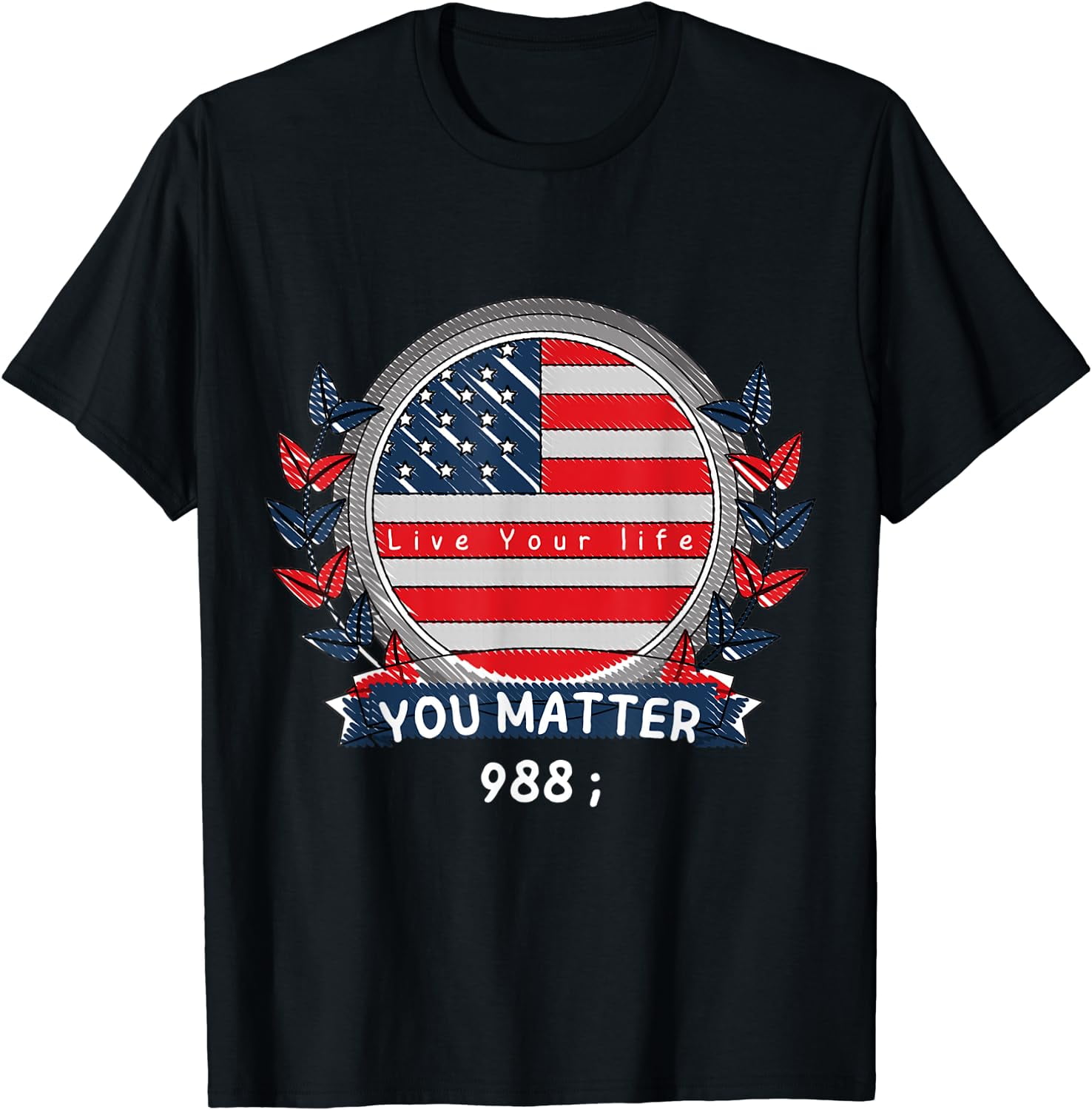 You Matter 988 Suicide Prevention American Flag Ribbon T-Shirt ...