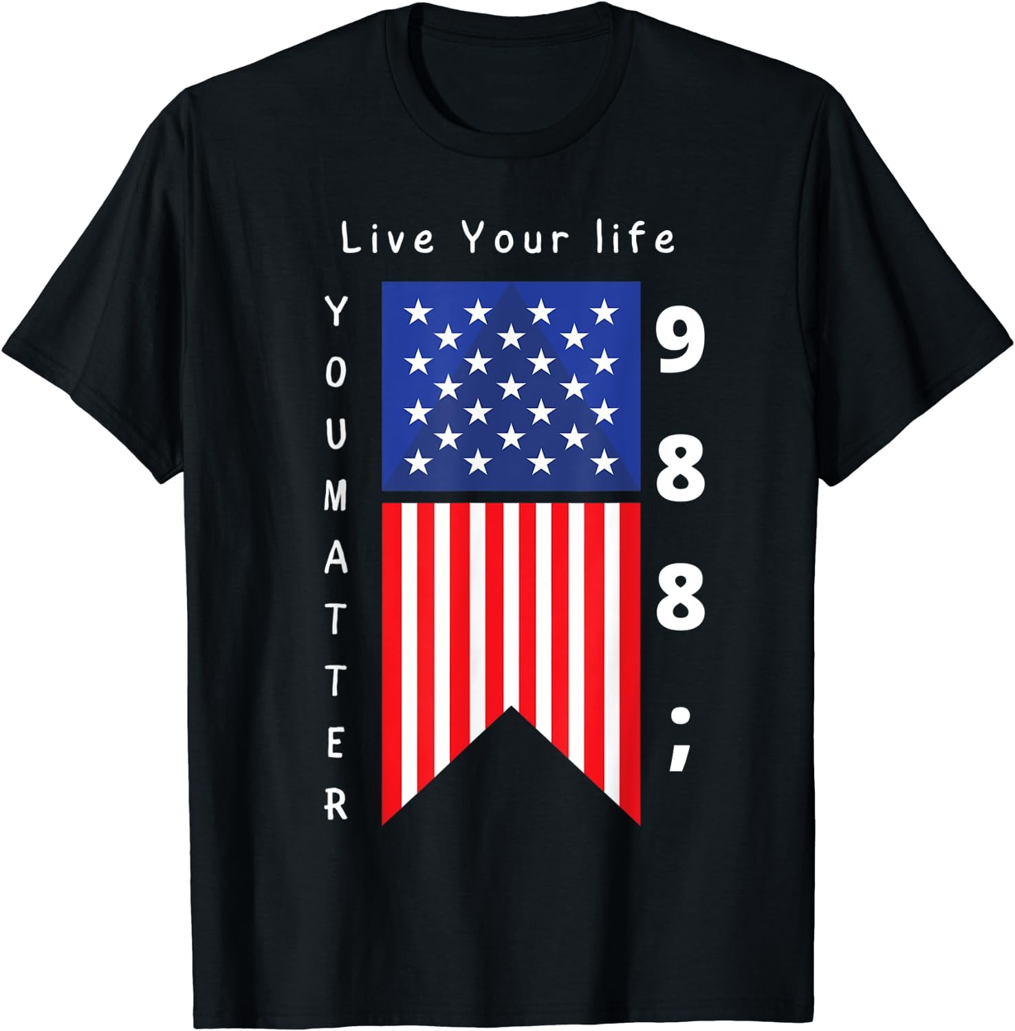 You Matter 988 Suicide Prevention American USA Flag Ribbon T-Shirt ...