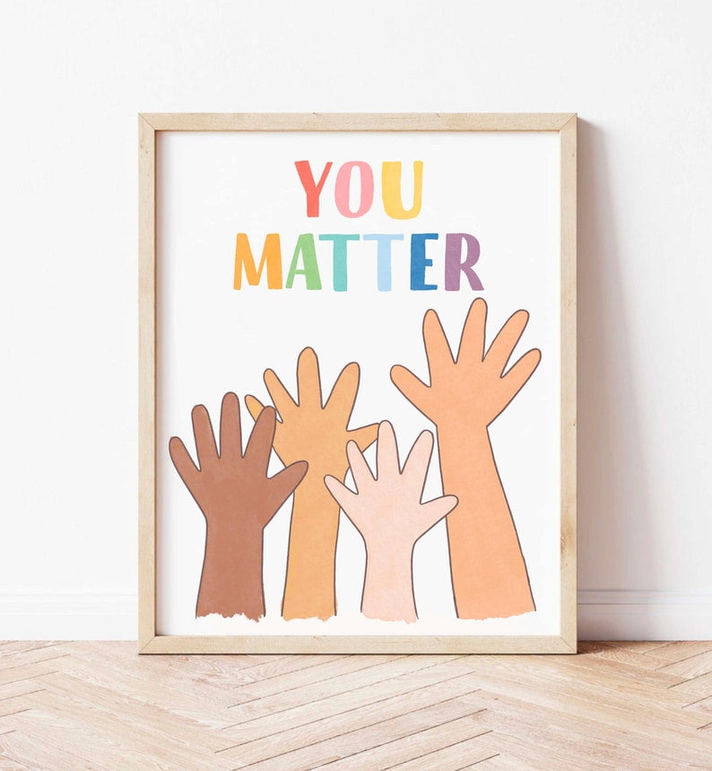 You Matter Poster Rainbow Motivational Middle Grade Classroom Calming ...