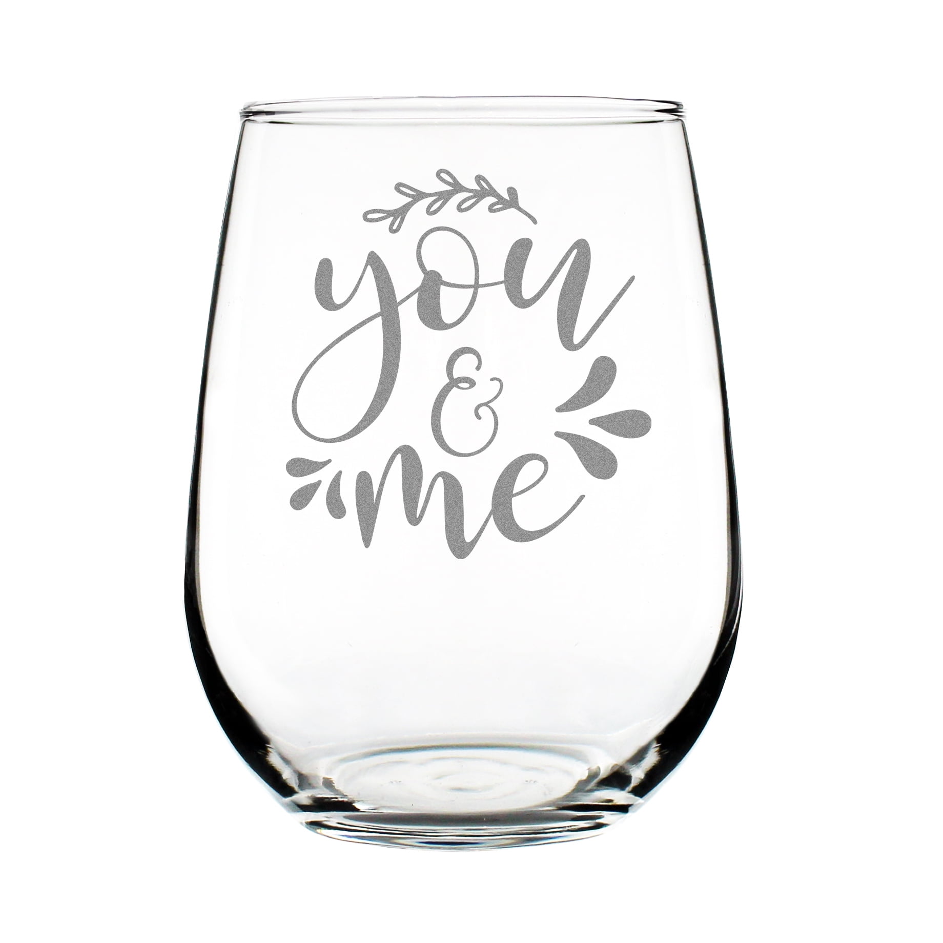 You Me Stemless Wine Glass, Hand Engraved Etched Personalized ...