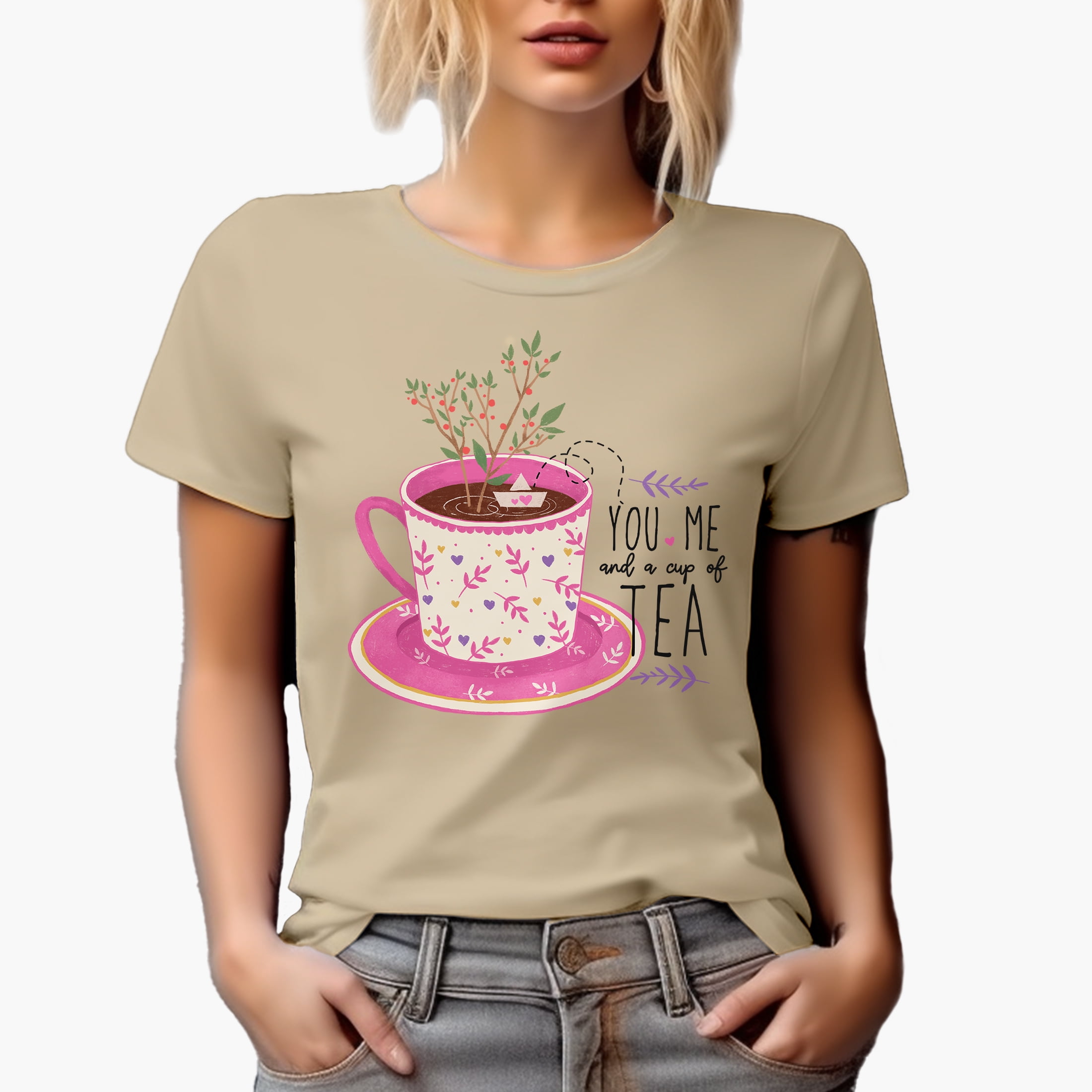 You, Me and a Cup of Tea Quote with Cute Hand Drawn Teacup, Valentine's ...