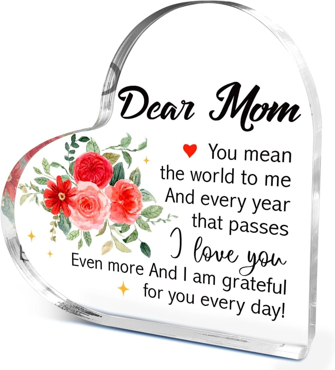 You Mean the World to Me Heart Acrylic Decor,Mom Day Gifts for Mom from ...