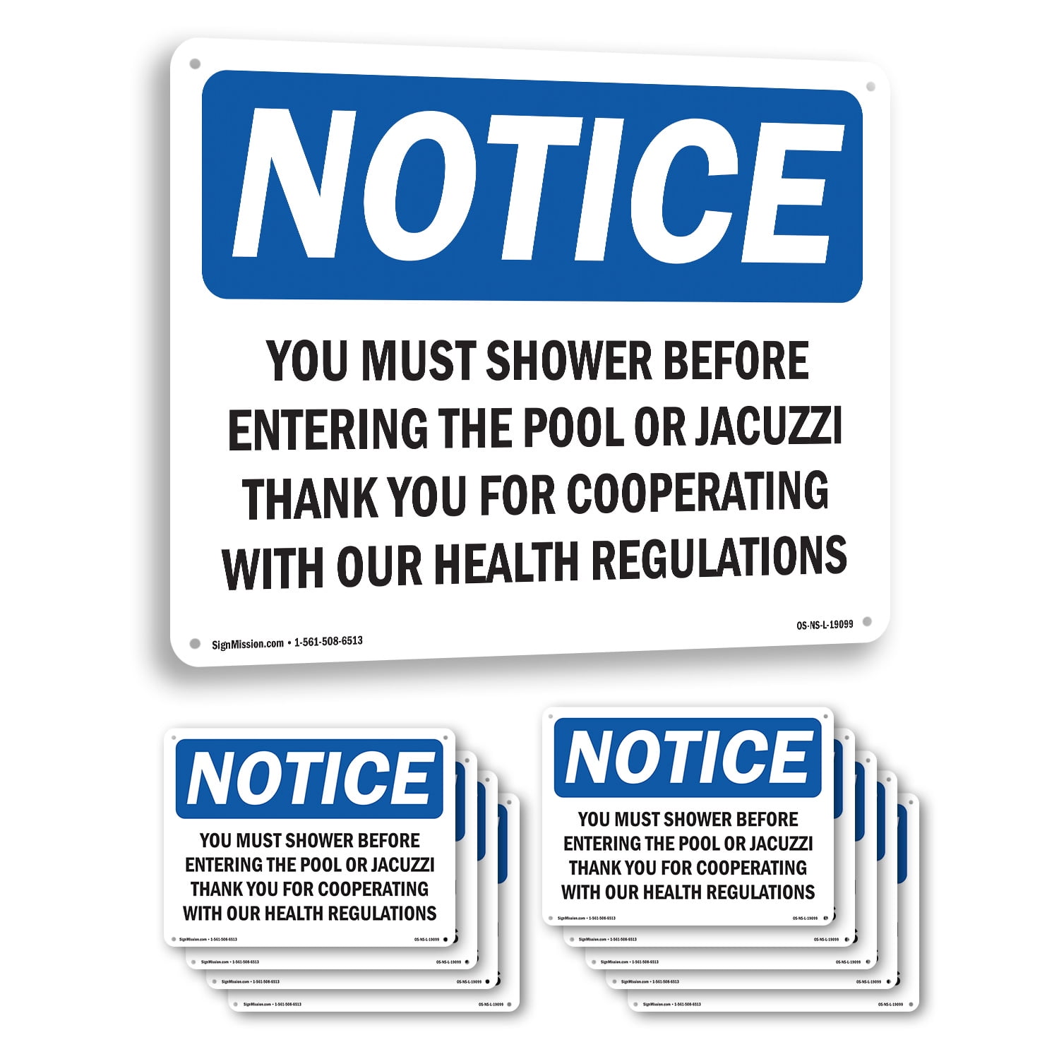 You Must Shower Before Entering The Pool OSHA Notice Aluminum Sign 14 ...
