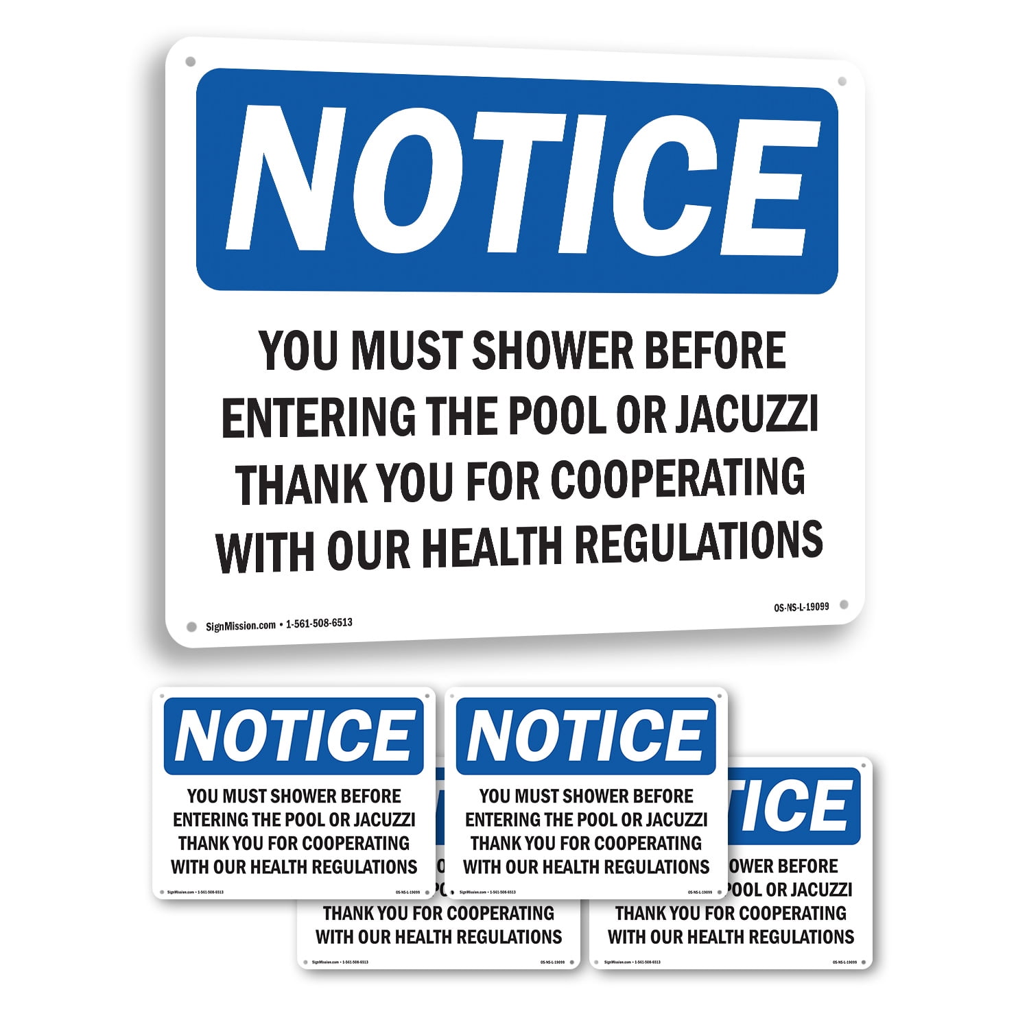 You Must Shower Before Entering The Pool OSHA Notice Rigid Plastic Sign ...