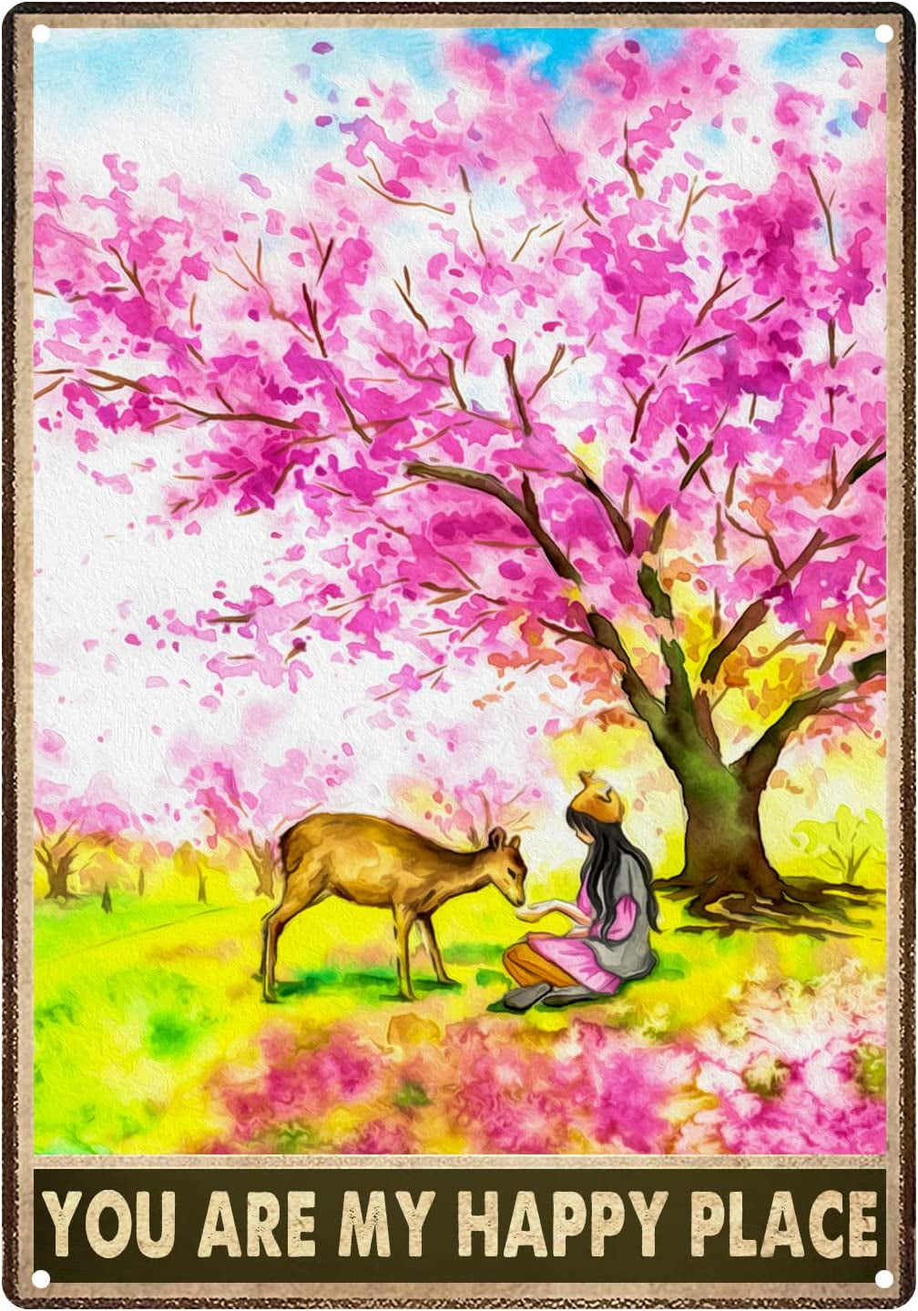 You are My Happy Place Sign Metal Tin Signs Wall Decor, Vintage Girl ...