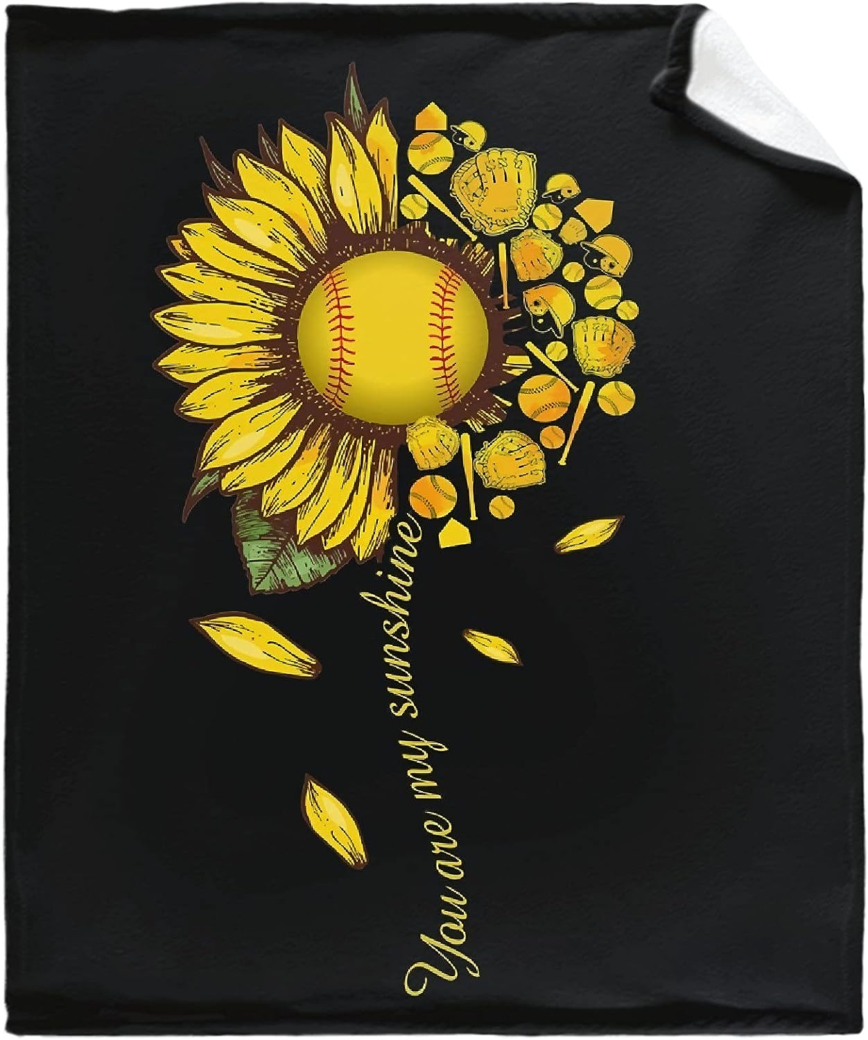 You are My Sunshine Softball Sunflower Blanket for All Season Premium ...