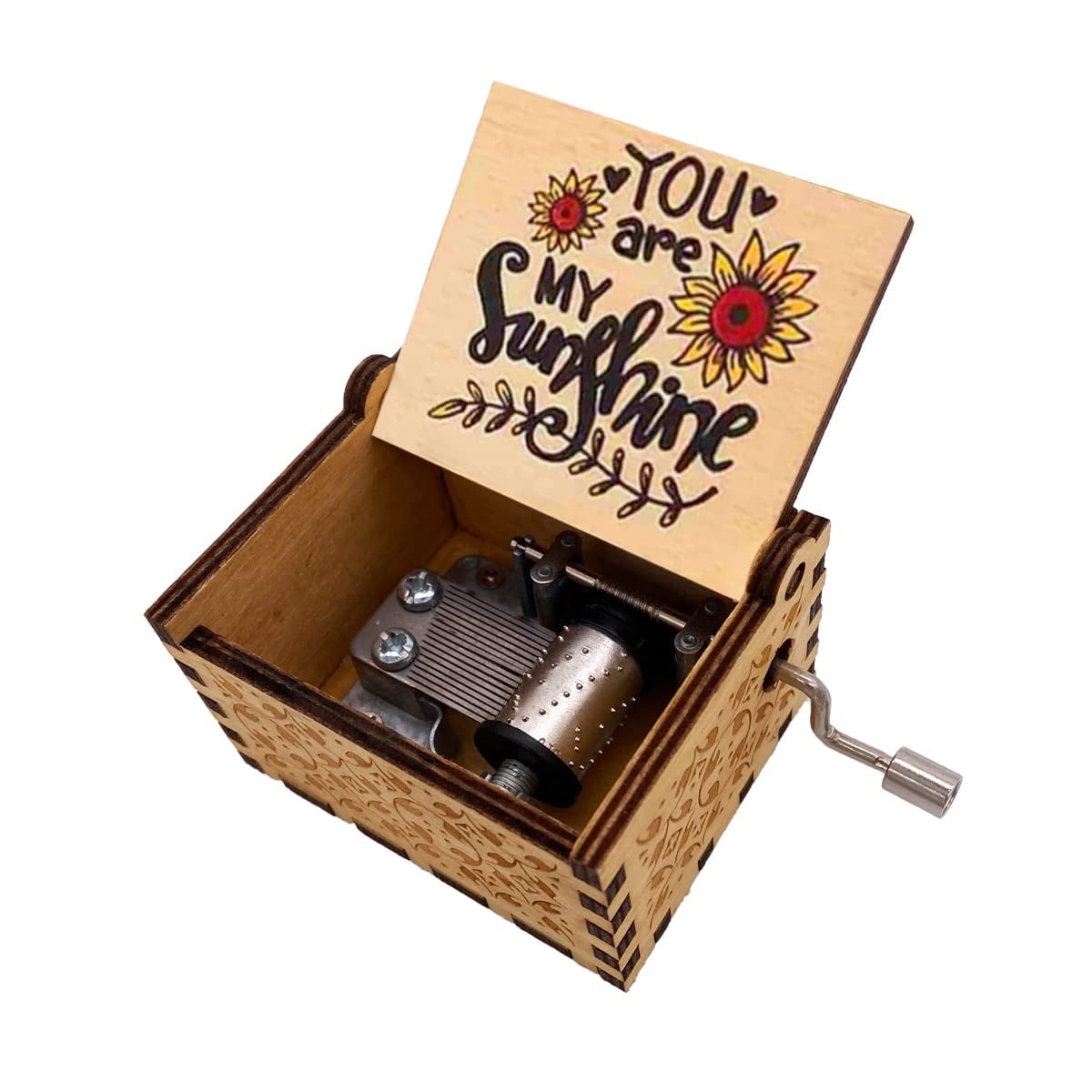 You are My Sunshine Wood Music Box Laser Engraved Vintage Wooden ...